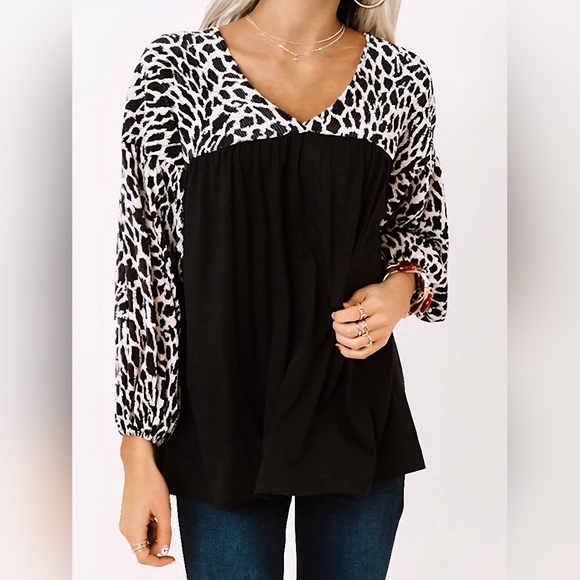 Source Unknown | Tops | Impressions Two Tone Leopard Print Top | Poshmark